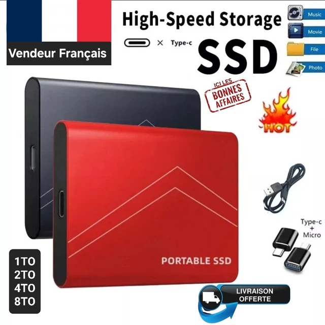 DISQUE DUR EXTERNE SSD Grand capacité 1to/2to/4to/8to Mini SSD Rapide ...