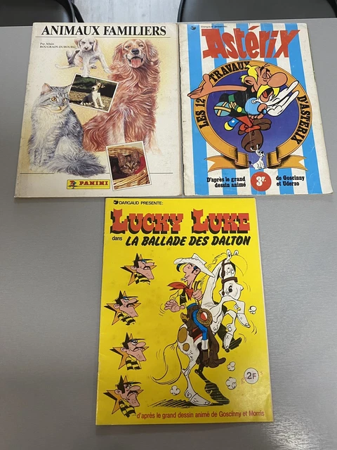 VINTAGE ANCIEN LOT 3 Album PANINI ANIMAUX FAMILIERS LUCKY LUKE ET ...