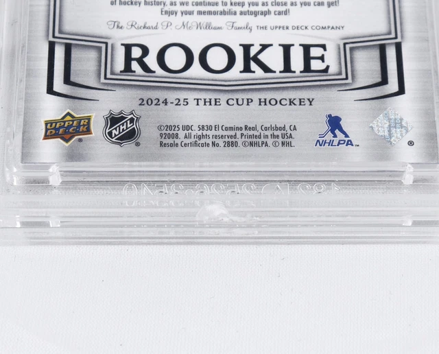 2024-25 THE CUP #148 Macklin Celebrini TRUE RPA Rookie LOGO PATCH AUTO ...