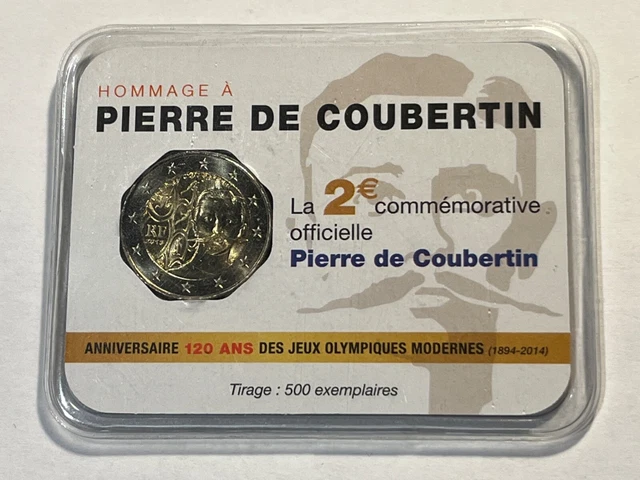 MONNAIE COINCARD FRANCE 2 Euros 2014 BU Pierre de Coubertin 500 Ex (132 ...