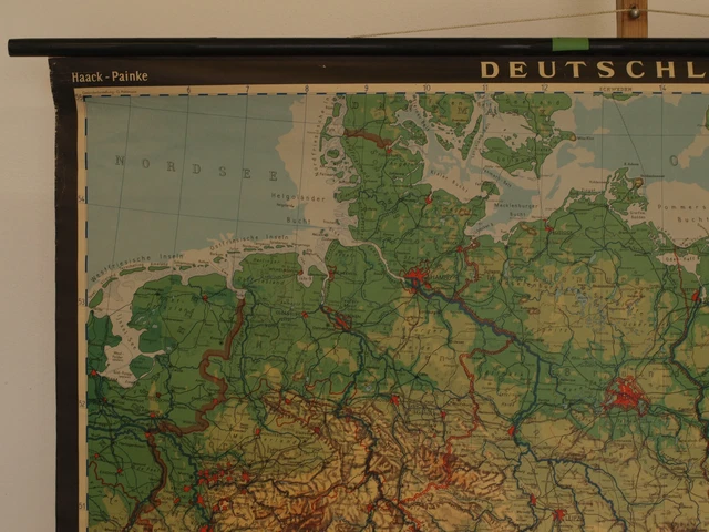SCHOOL WALL MAP wall map rolling map Germany 1937 vs 1964 128x98 cm ...