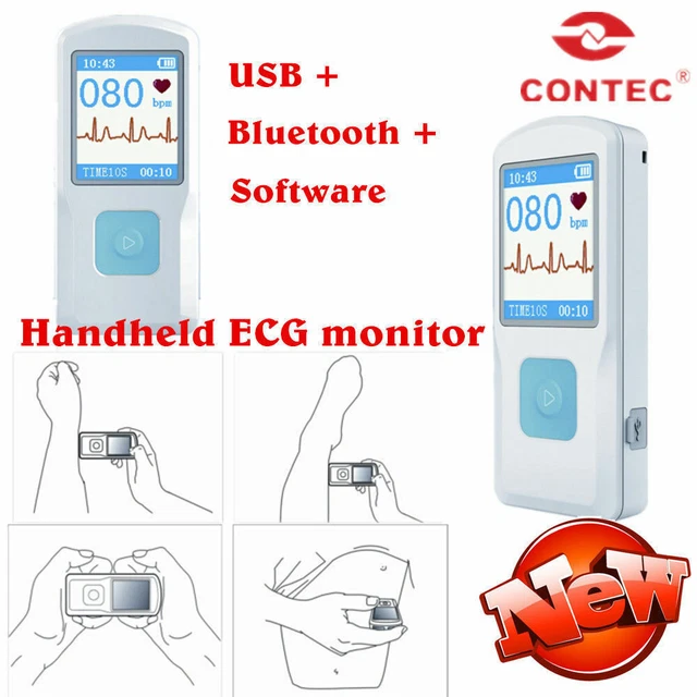 PORTABLE ECG EKG Monitor Bluetooth Heart Beat Monitor USB LCD NEW CONTEC PM10 $121.00 - PicClick AU