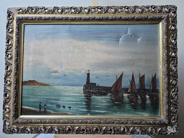 TABLEAU TOILE VUE Marine Sur Port Nocturne Avec Voiliers EUR 80,00 - PicClick FR