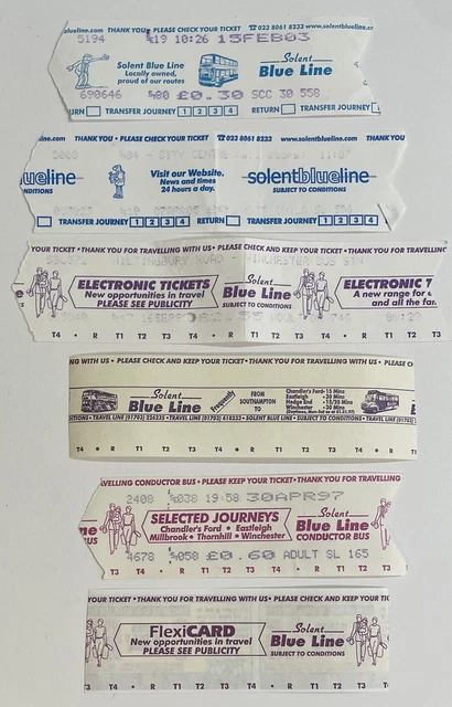 SOLENT BLUE LINE SOUTHAMPTON bus ticket Lot X6 A704 $9.09 - PicClick CA