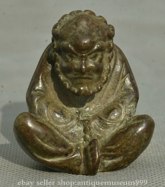 2& OLD CHINESE Dynasty Bronze Carved Arhat Damo Bodhidharma Dharma ...