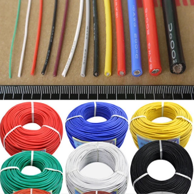 8-30AWG SILICONE RUBBER Wire 6 colors Electrical Wire Tinned Copper ...