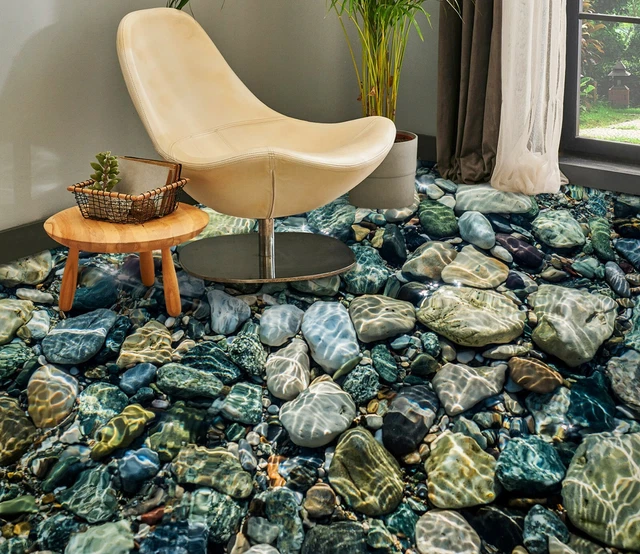 3D GREEN STONE River 2527 Floor WallPaper Murals Wall Print Decal AU ...