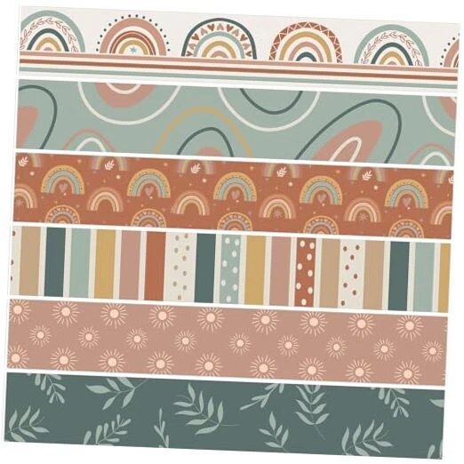 69FT MODERN BOHO Bulletin Board Border Decoration Boho Rainbow Straight ...