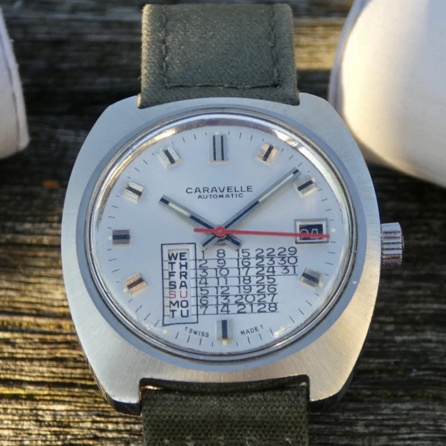 RARO CALENDARIO/DATA AUTOMATICO vintage Bulova Caravelle - 1973 ...