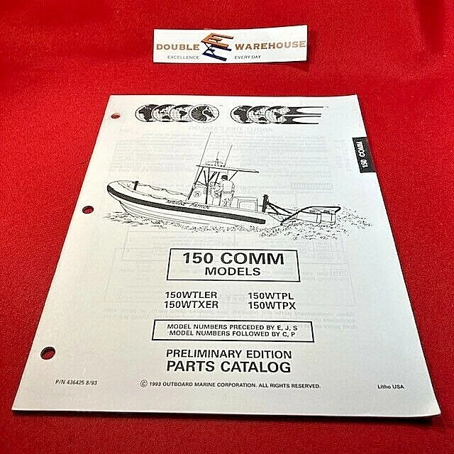 1993 OMC 150 COMM Models Parts Catalog 436425 Manual Evinrude Johnson £ ...