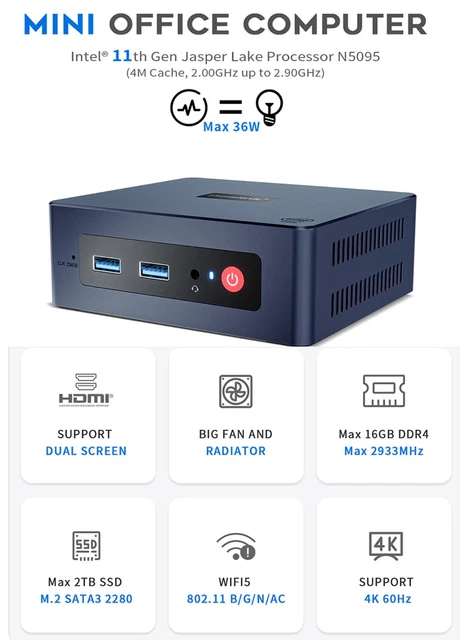 WINDOWS 11 INTEL 11th Gen N5095 Mini PC 8/16GB 512GB SSD Desktop Gaming ...