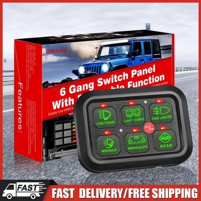 6 GANGS TOUCH Switch Panel 720W LED Control Fuse Box for Car Truck Off ...