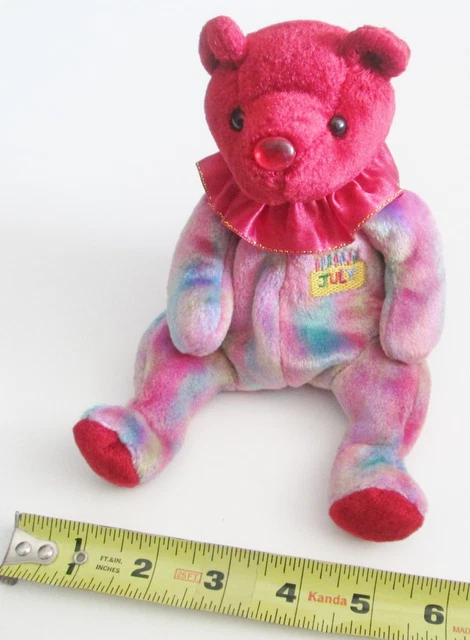 JULY 2001 RED Ruby Birthday Bear Original Retired TY Beanie Baby Rare ...