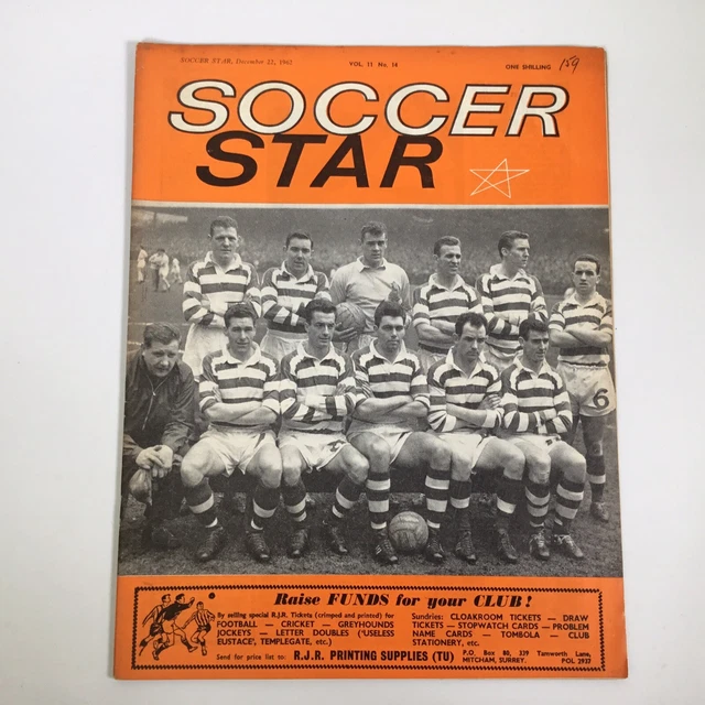 SOCCER STAR MAGAZINE 22nd December 1962 Vol 11 No 14 Front Cover Celtic ...
