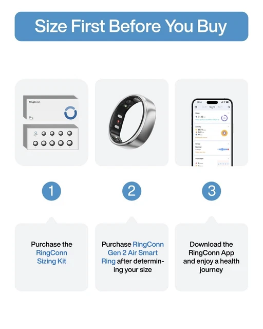 RING CONN GEN 2 Air Ultra-Thin AI Smart Ring 10-Day Battery Life New ...