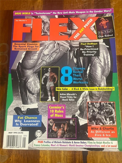FLEX BODYBUILDING MUSCLE magazine PAUL DEMAYO/Skye Ryland poster 5-95 £ ...