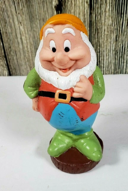 DISNEY HAPPY DWARF Snow White & Seven Dwarfs Squeak 5" Rubber Figure ...