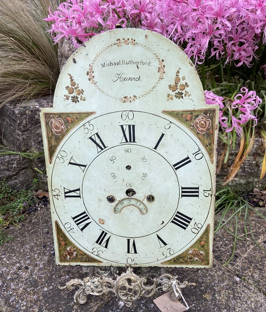 ANTIQUE LONG CLOCK Face / Dial Marked For Michael Rutherford Hawick ...