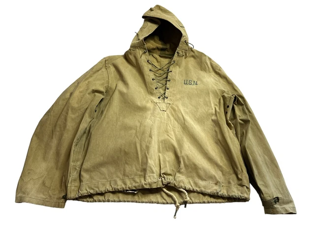 VTG WW2 US Navy USN Foul Weather Deck Jacket Pullover Smock WWII Parka ... VTG WW2 US Navy USN Foul Weather Deck Jacket Pullover Smock WWII Parka ...
