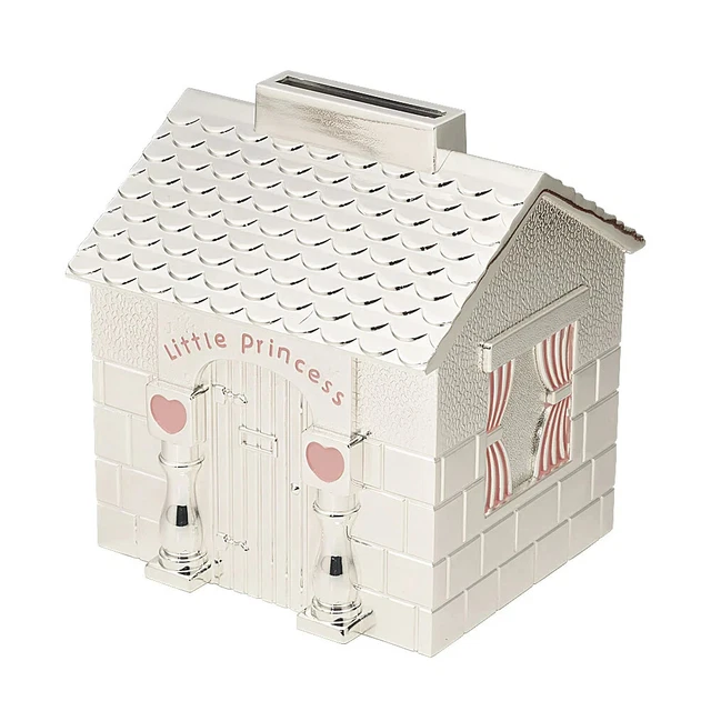 LITTLE PRINCESS HOUSE Silver Money Box Baby Christening Newborn Gifts ...