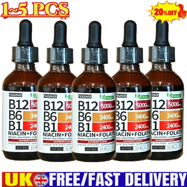 VITAMIN B12 AND B6 Liquid Drops, B12 Sublingual B Complex -B12 5000mcg ...