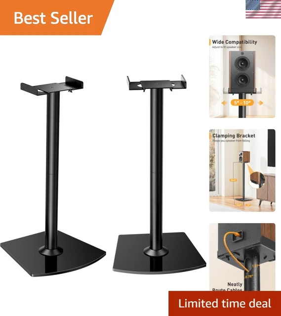 UNIVERSAL 33.6-INCH SPEAKER Stands Pair with Cable Management & Non ...