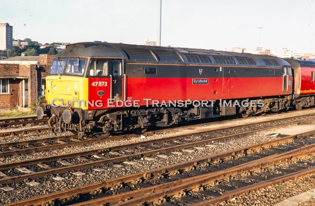 ORIGINAL RAILWAY SLIDE: Class 47 Diesel 47572 Mail Train TPO Norwich D ...