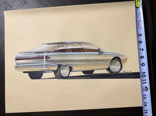ORIGINAL BUGATTI CAR Design Drawing Sketch Trevor Fiore 1988 Rare $747. ...