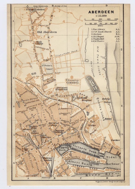 1910 ORIGINAL ANTIQUE City Map Of Aberdeen / Scotland £17.07 - PicClick UK