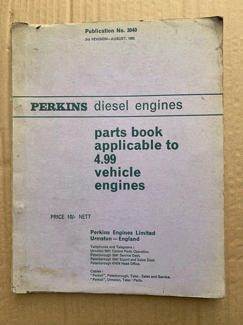 PERKINS PARTS BOOK applicable to 4.99 vehicle engines Publication No ...