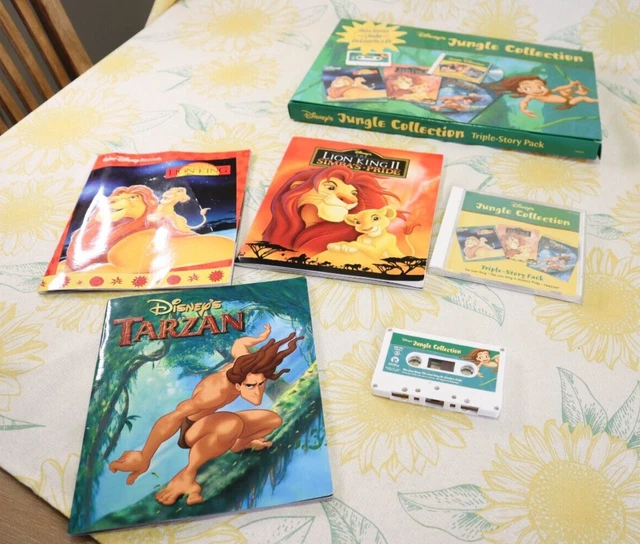 DISNEY READ ALONG Jungle Collection Lion King Tarzan Books Cassette and ...