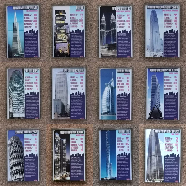 FRIDGE MAGNET (FB6) Top Trumps Skyscrapers Tall Towers Building Card ...
