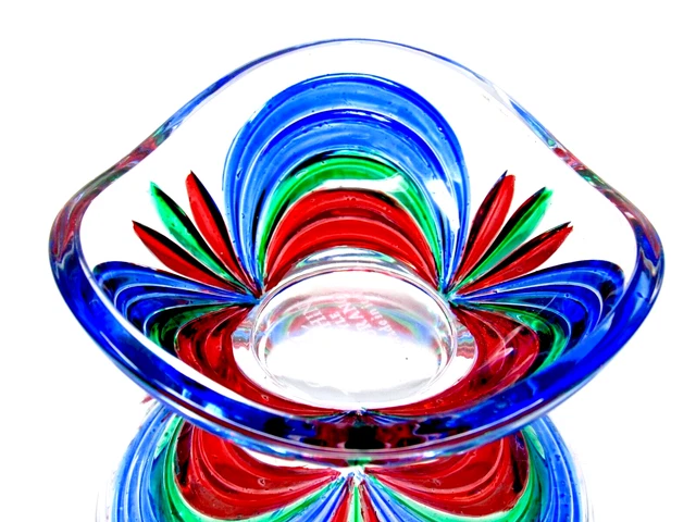 SIGNED/CERTIFICATE STYLE MURANO Glass Italian Coloured Mazzega Bowl ...