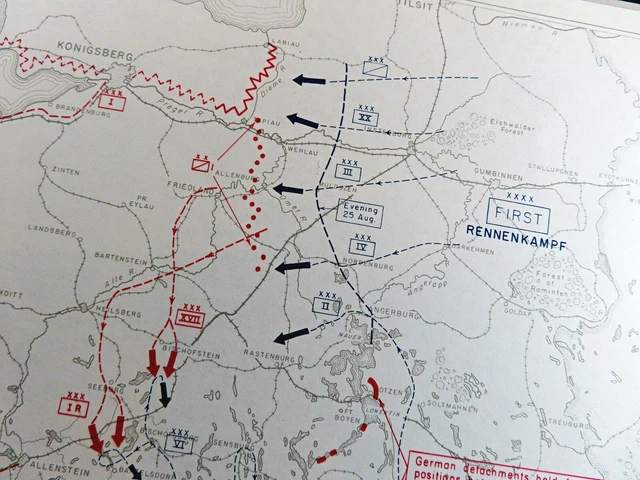 WW1 MILITARY MAP Battle of Tannenberg Campaign Prussia Axis Troops USMA ...