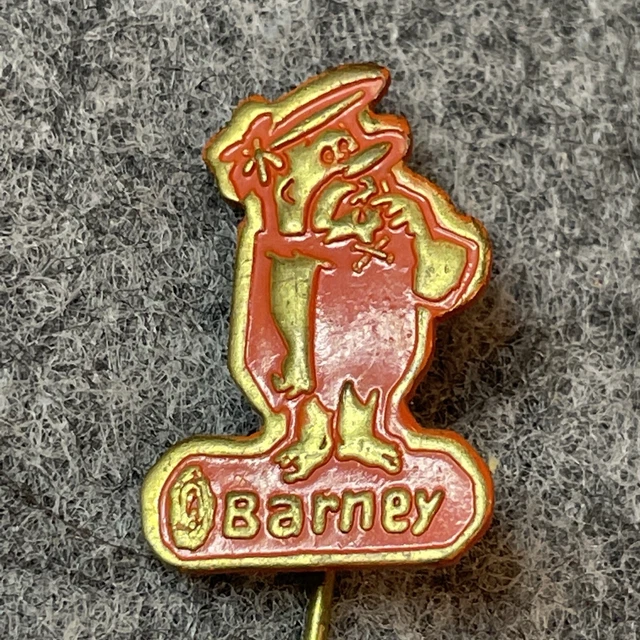 BARNEY RUBBLE FLINTSTONES Cartoon Vintage Fred Orange Enamel Hat Lapel ...