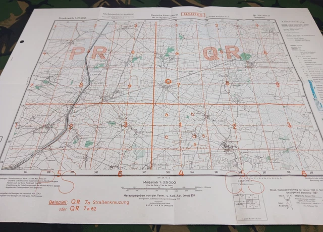 WW2 CAPTURED GERMAN ARTILLERY MAP featuring the "LA ROCHELLE POCKET ...