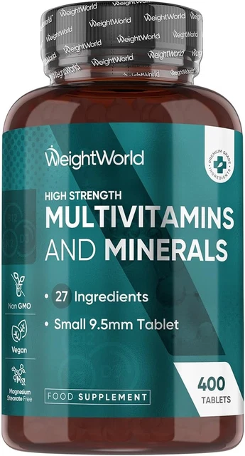 MULTIVITAMIN TABLETS FOR Women & Men - 27 Key Nutrients - 400 Small ...
