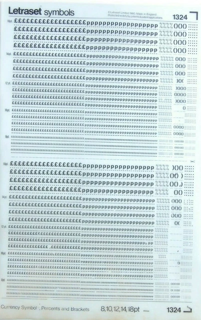 SET DI LETTERE SIMBOLI sfregamento su simbolo SIMBOLI VALUTA 8 10 12 14 18pt (#1324) EUR 12,53 ...