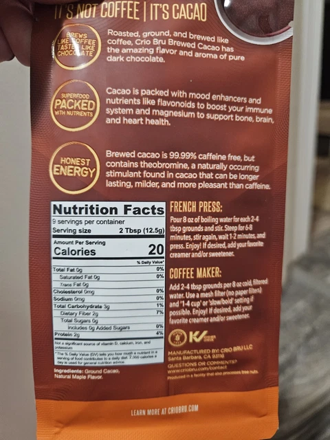 CRIO BRU BREWED Cacao Maple Carmel Lot 2 £20.30 - PicClick UK