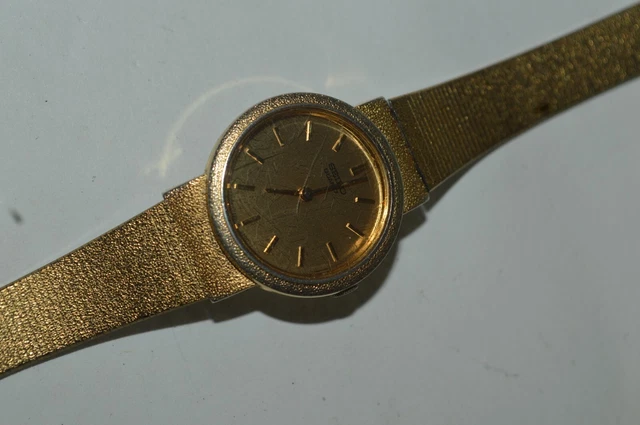 VINTAGE SEIKO 2320-0058 Quartz Watch Gold Dial 21mm 1980s Works Fine ...