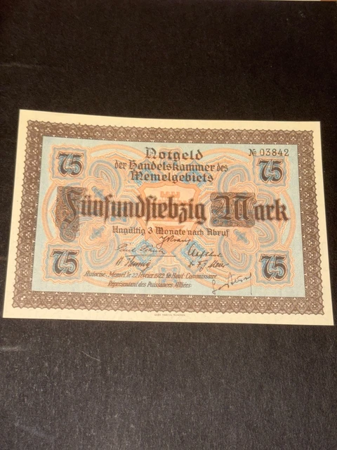 MEMEL BILLET De 75 Mark EUR 10,00 - PicClick FR