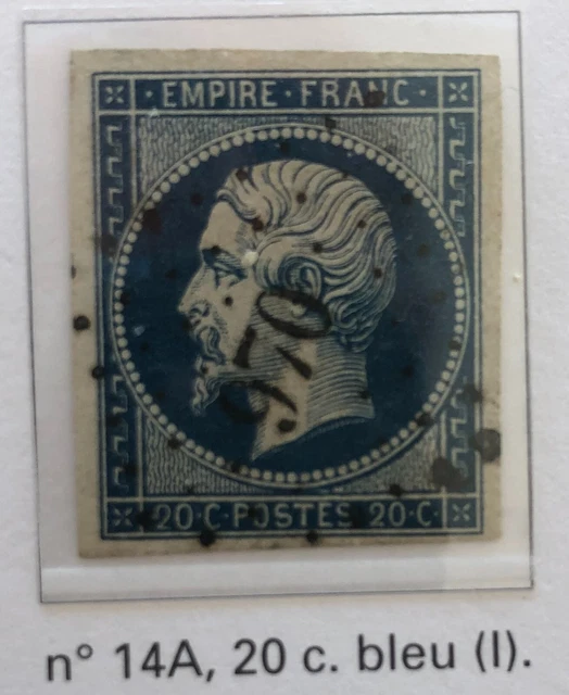 FRANCE NAPOLÉON III Empire Franc Non dentelé 1854 n°14A 20c bleu foncé EUR 2,00 - PicClick FR