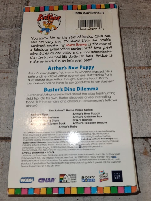 ARTHUR’S NEW PUPPY (VHS, 1998) $13.75 - PicClick CA