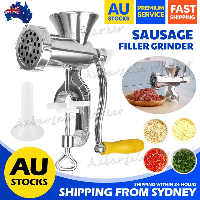 MANUAL KITCHEN MEAT Grinder Mincer Stuffer Table Hand Sausage Filler ...