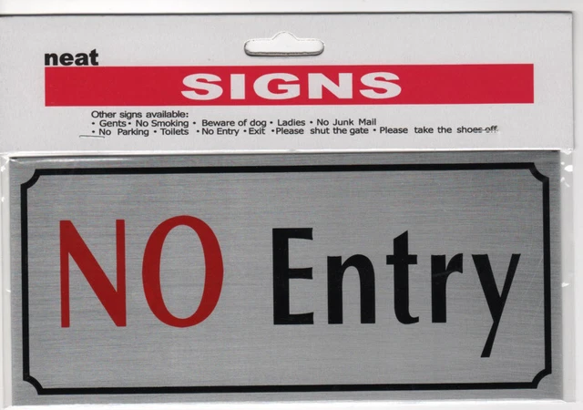 NO ENTRY SIGN Self Adhesive Metal Sticker Door Wall Unwanted mail ...
