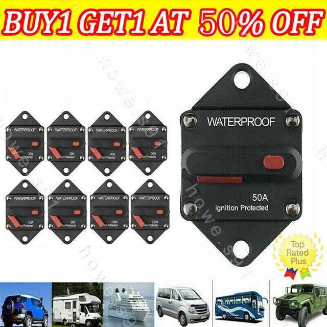 120A AMP CIRCUIT Breaker Panel Mount Manual Reset IP67 W/proof 12V 48V ...