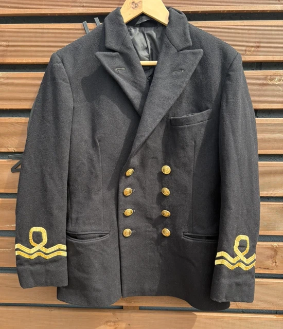 VINTAGE BRITISH ROYAL Navy Officer Service Dress Reefer Jacket size S ...