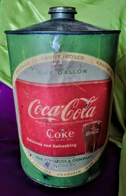 VINTAGE 1940'S COCA-COLA (Coke) 1-Gallon Tin Syrup Canister with Paper ...