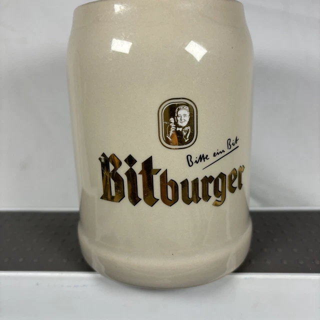 BITBURGER GERMAN BEER Tankard Mug 1 Litre Pilsner 20cm Stoneware With ...