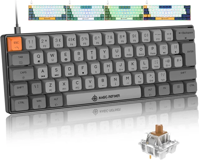 MECHANICAL KEYBOARD UK Layout Compact 62 Keys Gaming Keyboard RGB ...